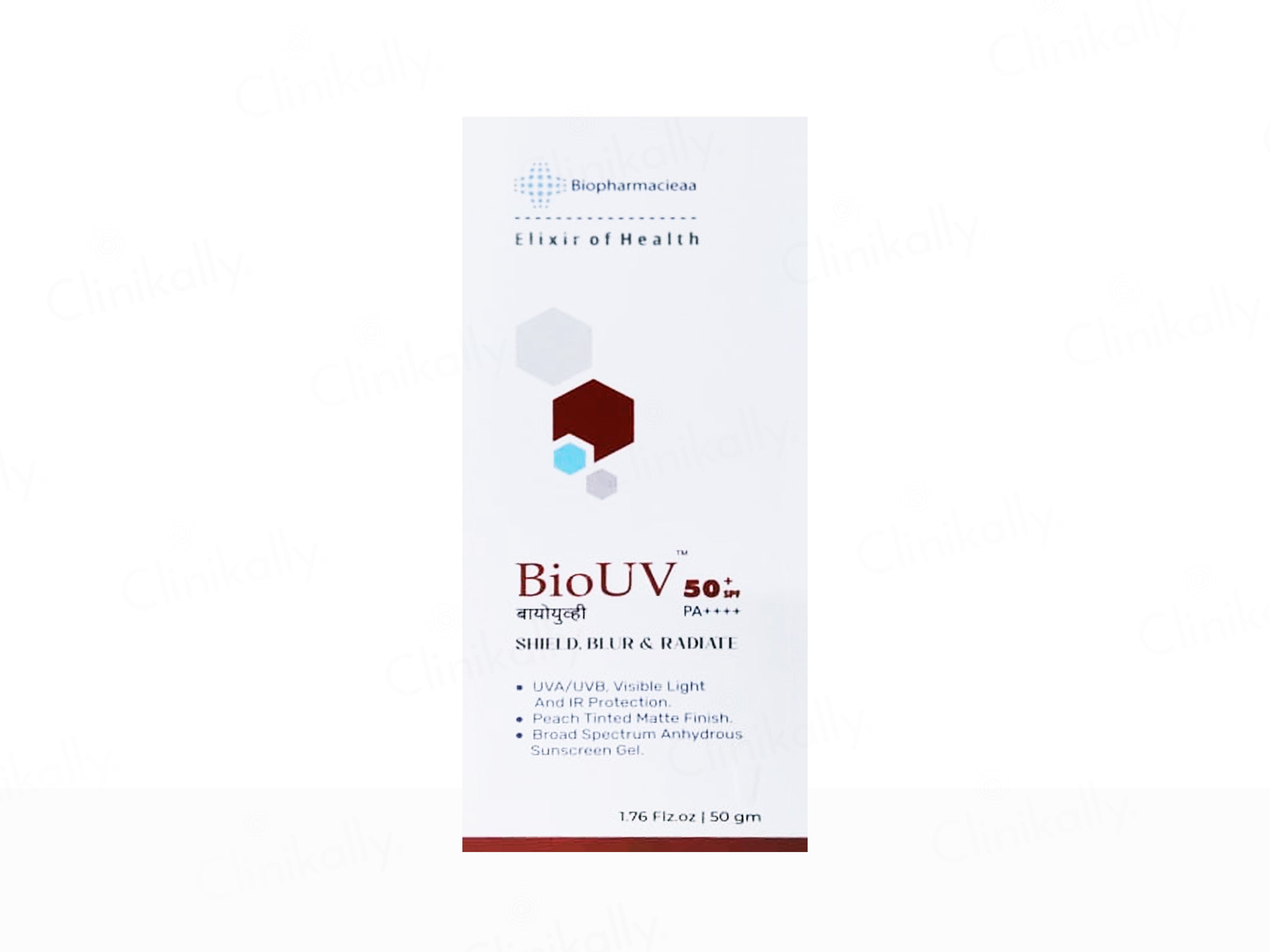Buy BioUV Peach Tinted Matte Anhydrous Sunscreen Gel SPF 50+ PA ...