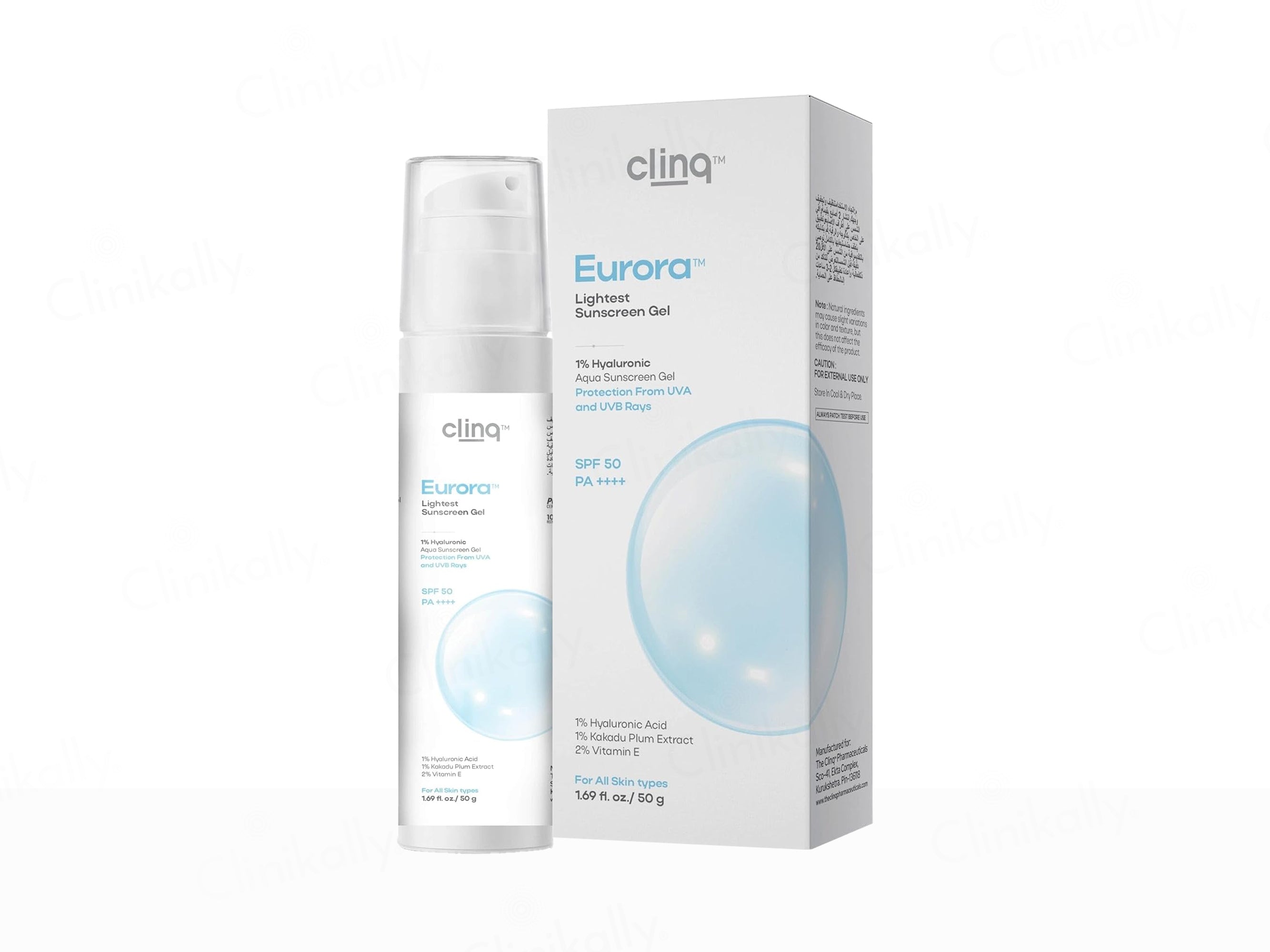 Buy Clinq Eurora The Lightest 1% Hyaluronic Acid Aqua Sunscreen Gel SPF ...