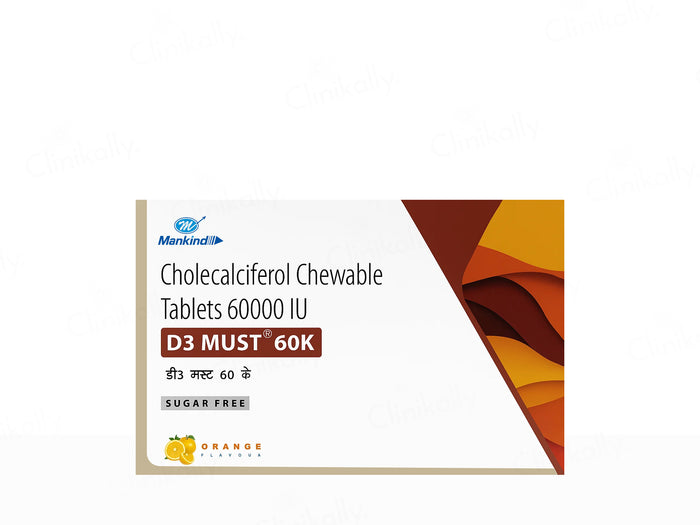 Buy D3 Must 60K Sugar Free Chewable Tablet - Orange Flavour Online at ...