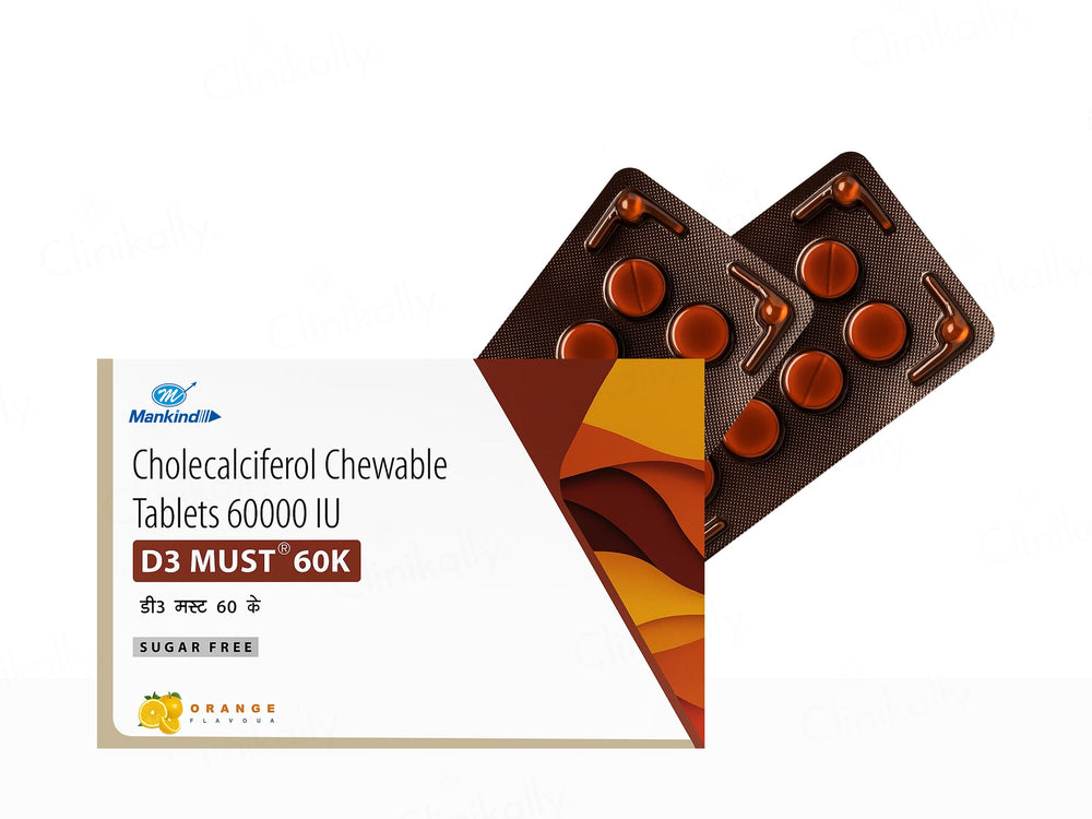 Buy D3 Must 60K Sugar Free Chewable Tablet - Orange Flavour Online ...