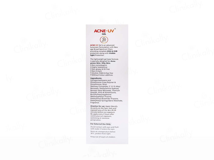 Buy IPCA Acne-UV Gel Sunscreen SPF 30/PA+++ Online at Best Price | Clinikally
