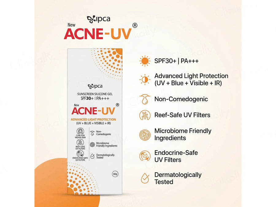 Buy IPCA Acne-UV Silicone Sunscreen Gel SPF 30 PA+++ Online at Best ...