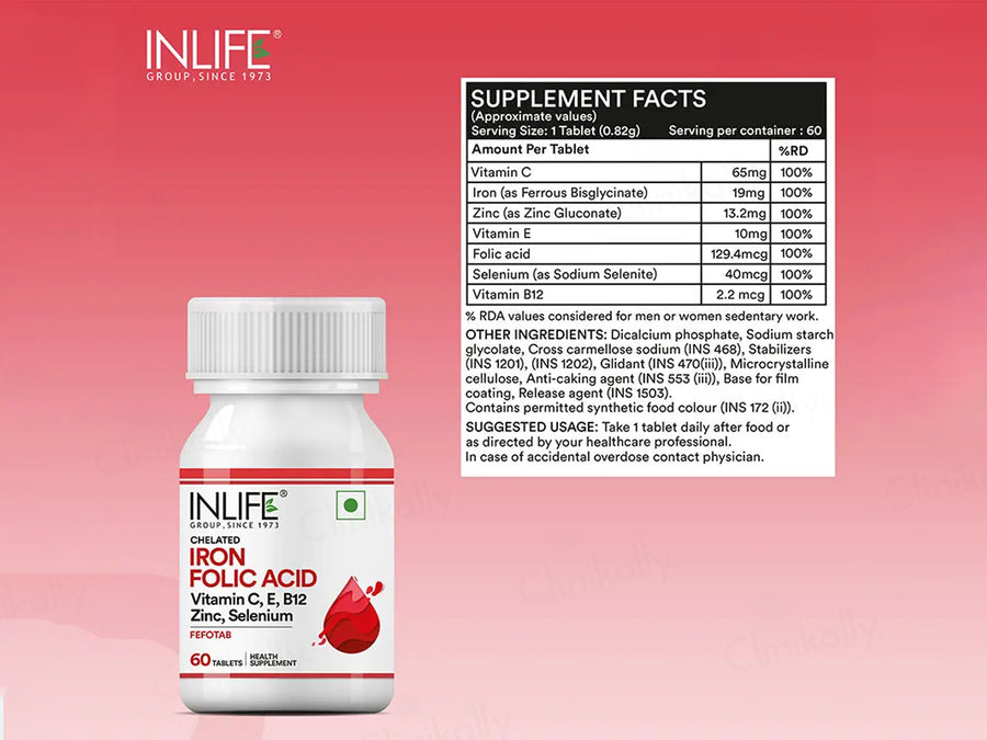 Buy Inlife Fefotab Iron & Folic Acid Tablet Online | Clinikally