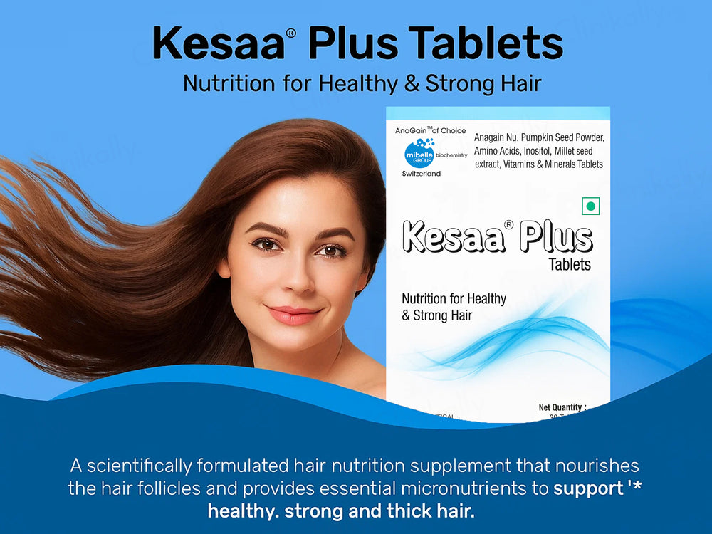 Buy Kesaa Plus Nutraceutical Tablet For Healthy & Strong Hair Online at ...