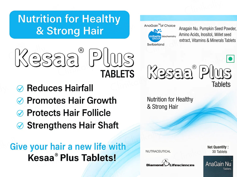 Buy Kesaa Plus Nutraceutical Tablet For Healthy & Strong Hair Online at ...