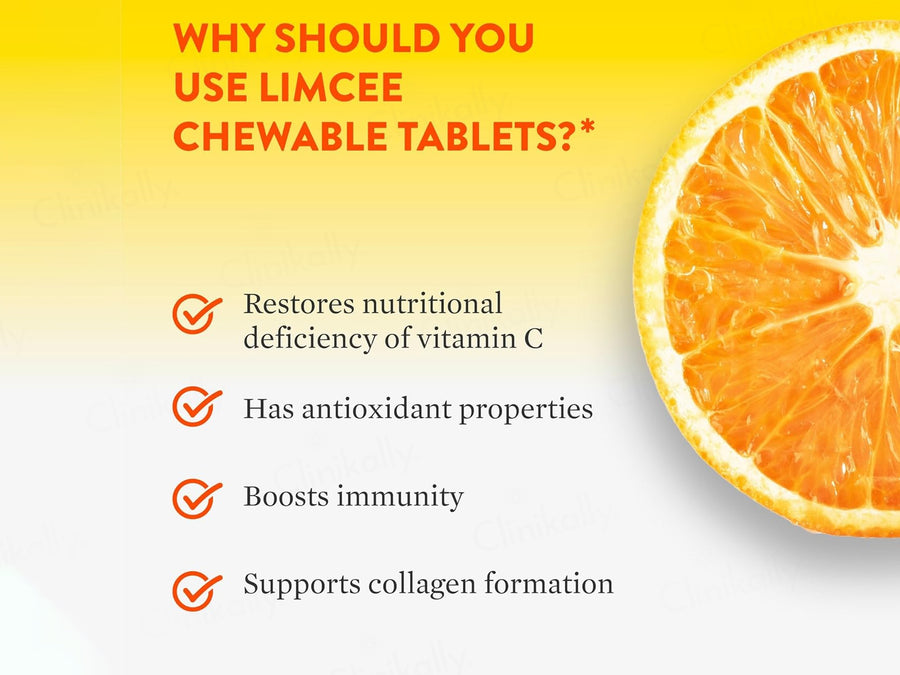 Buy Limcee Vitamin C 500mg Chewable Tablet - Orange Flavour Online at ...