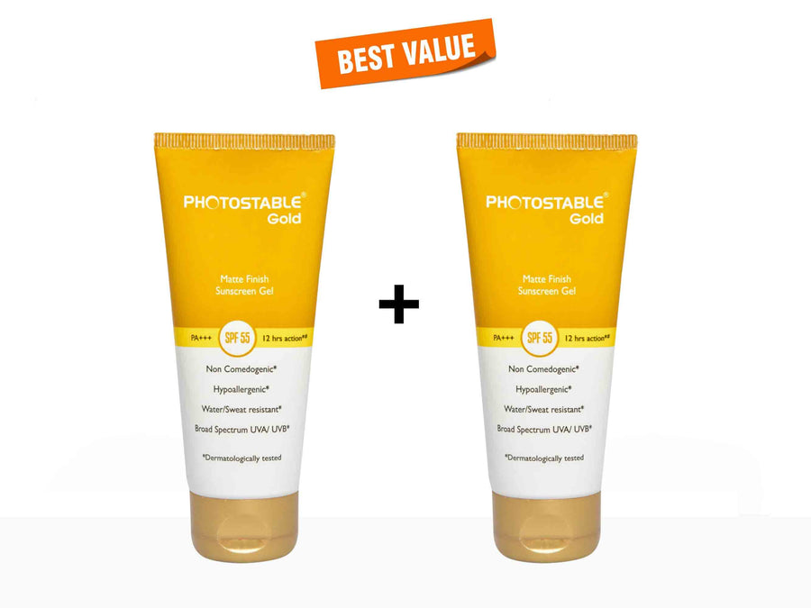 Buy Photostable Gold Matte Finish Sunscreen Gel SPF 55 Online at Best ...
