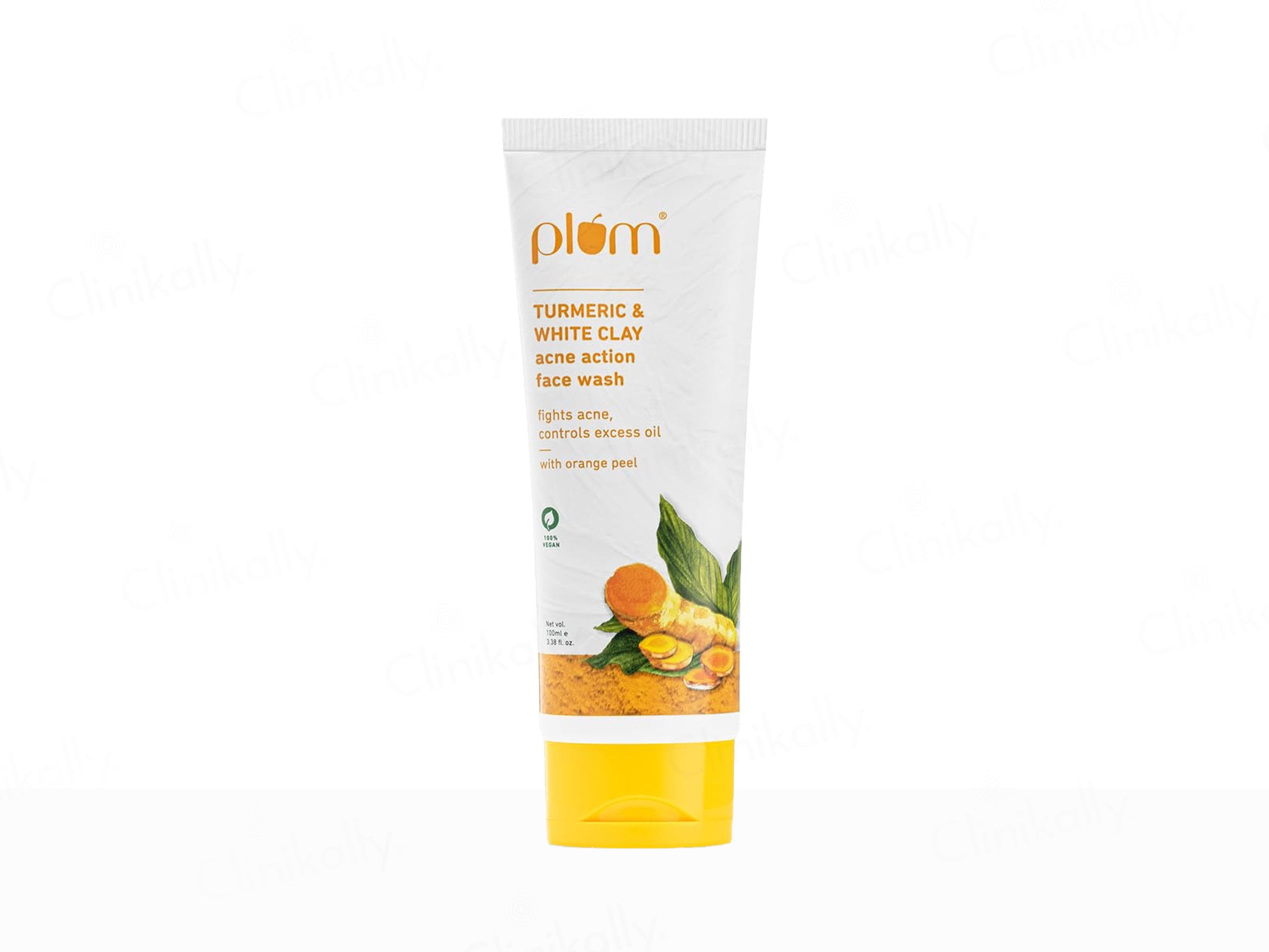 Buy Plum Turmeric & White Clay Acne Action Face Wash With Orange Peel ...