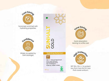 Buy Sunhalt Gold Hydrating Sunscreen SPF 50 PA+++ Online | Clinikally