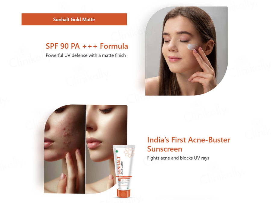 Buy Sunhalt Gold Matte Sunscreen SPF 90 PA+++ Online at Best Price ...
