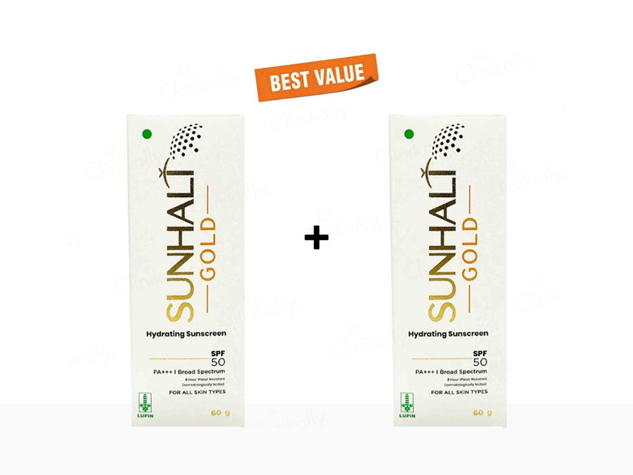 Buy Sunhalt Gold Hydrating Sunscreen SPF 50 PA+++ Online | Clinikally