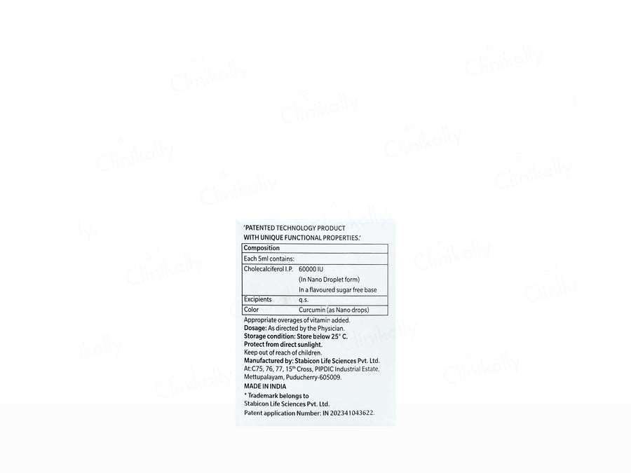 Buy UNS D3 Nano 60k IU Oral Solution Online at Best Price | Clinikally