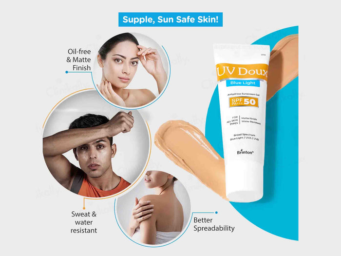 Buy UV Doux Blue Light Anhydrous Sunscreen Gel SPF 50 PA+++ Online ...