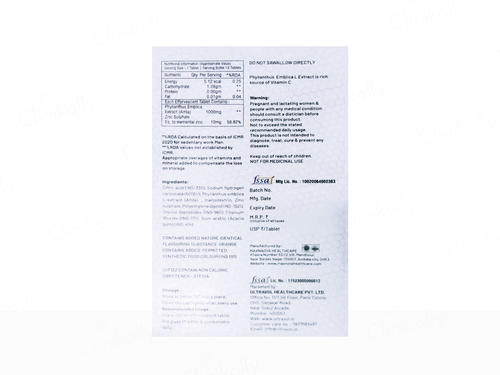 Buy UVFizz Natural Vitamin C 1000mg & Zinc Sugar Free Effervescent ...