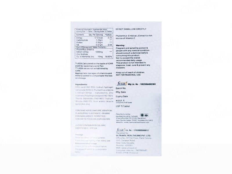 Buy UVFizz Natural Vitamin C 1000mg & Zinc Sugar Free Effervescent ...