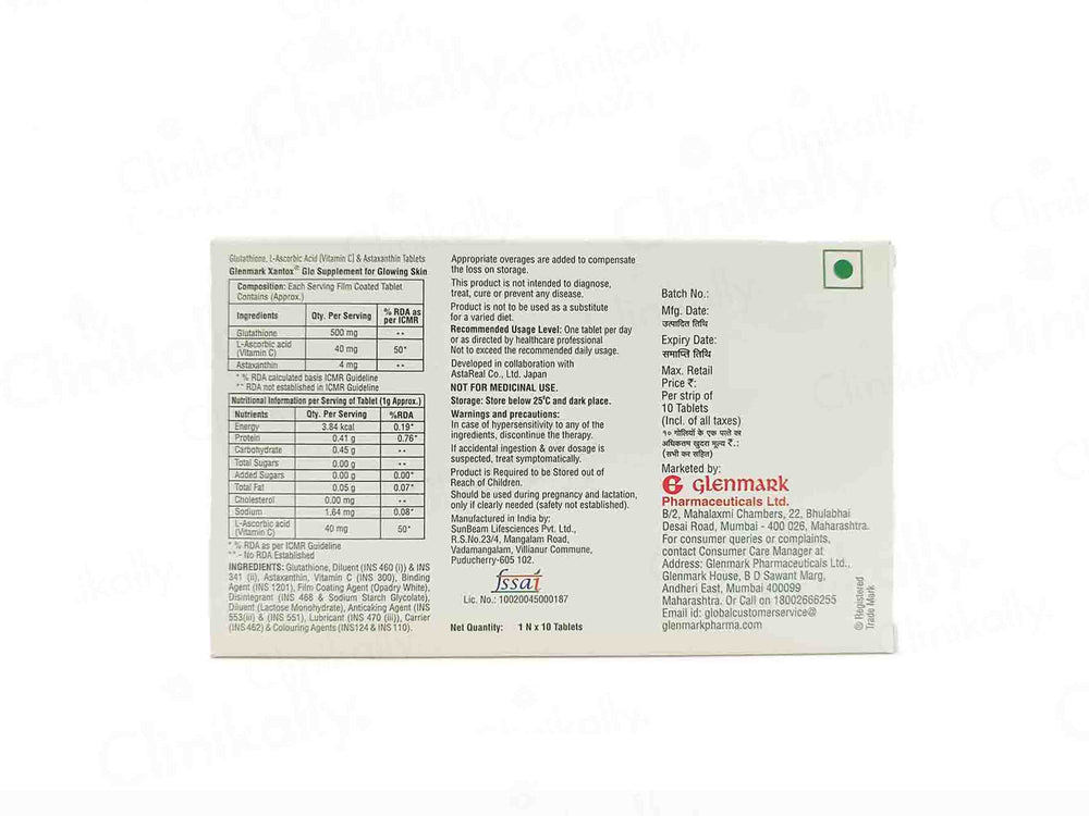 Buy Xantox Glo Tablet Online | Clinikally