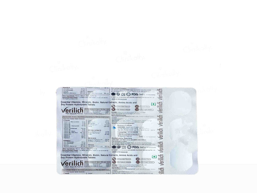 Buy Verilich Hair Growth Tablet - Chocolate Flavour Online at Best ...