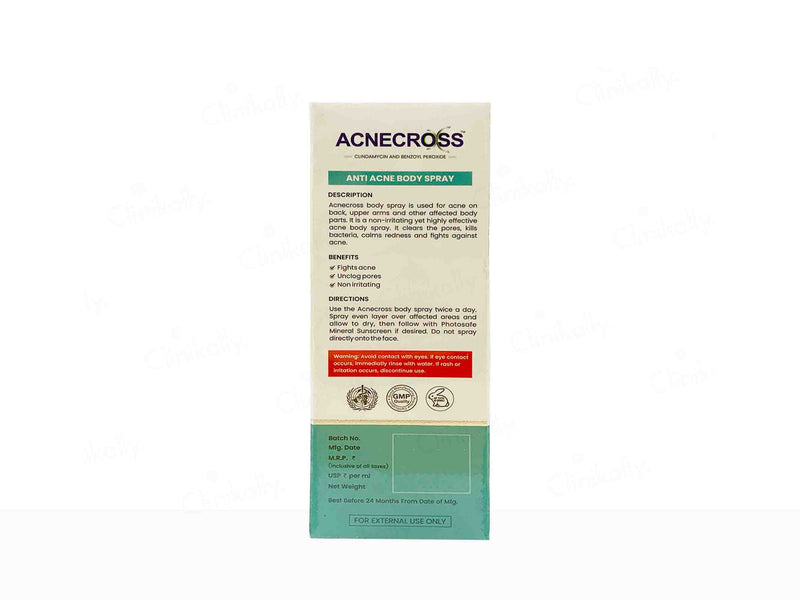 Buy Acnecross Anti Acne Body Spray Online at Best Price | Clinikally